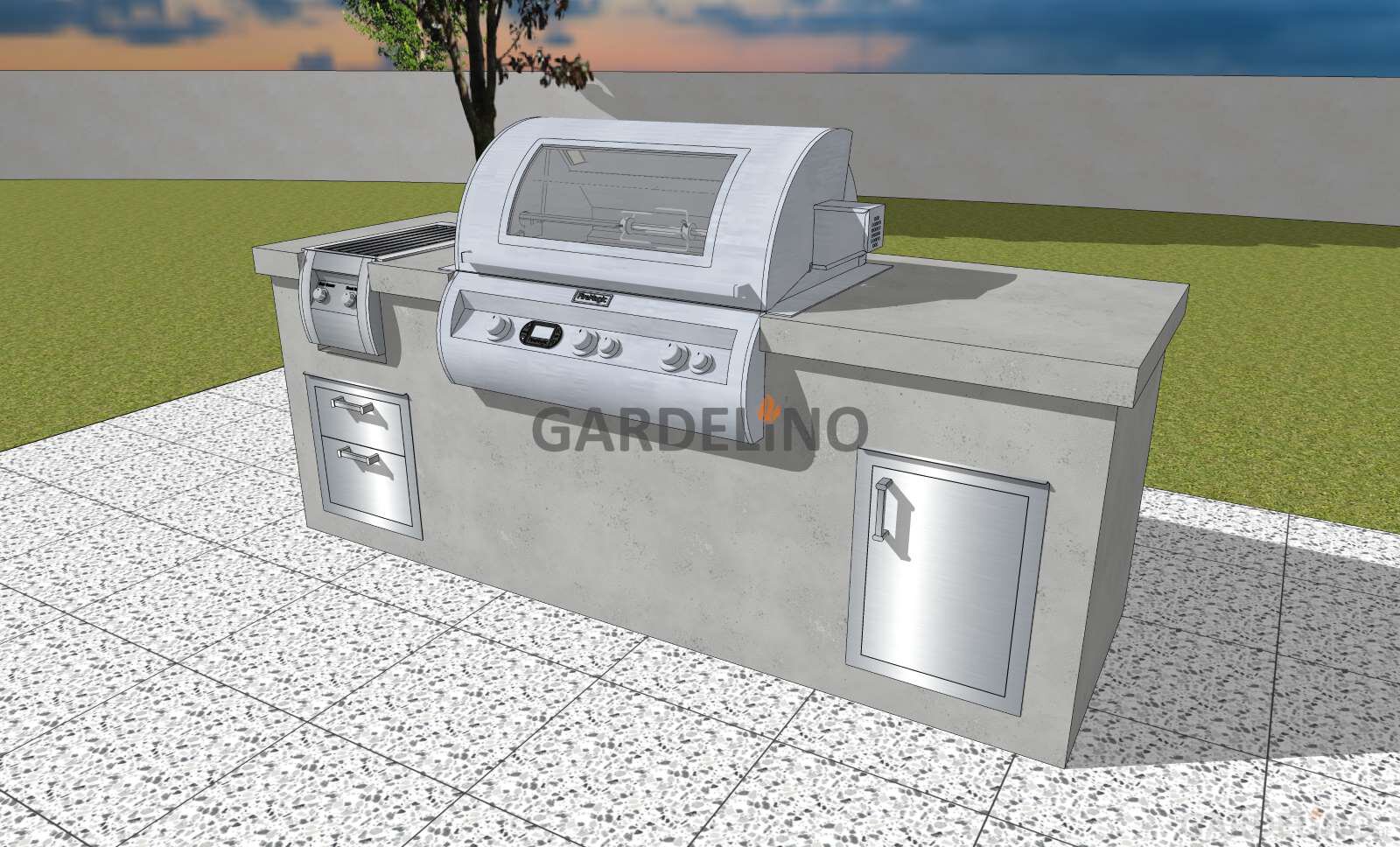 Beton Outdoor Küche mit Fire Magic Grill